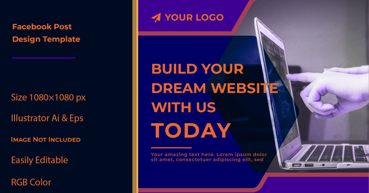 Website building Facebook post design template by