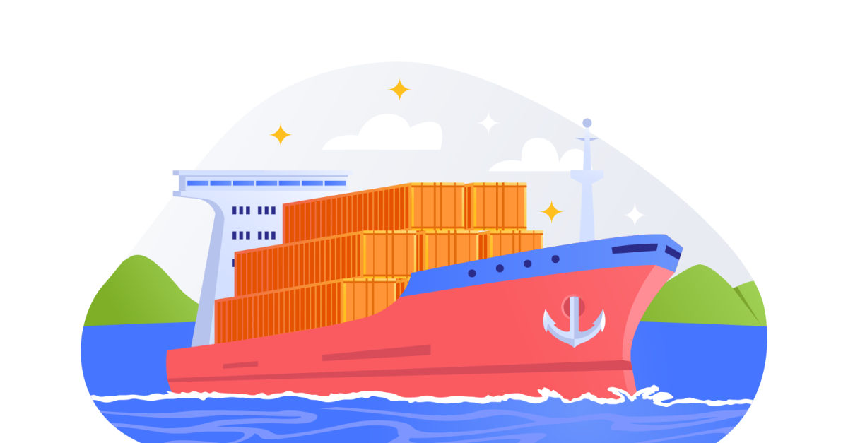 Cargo Ship Vector Illustration #380069 - TemplateMonster