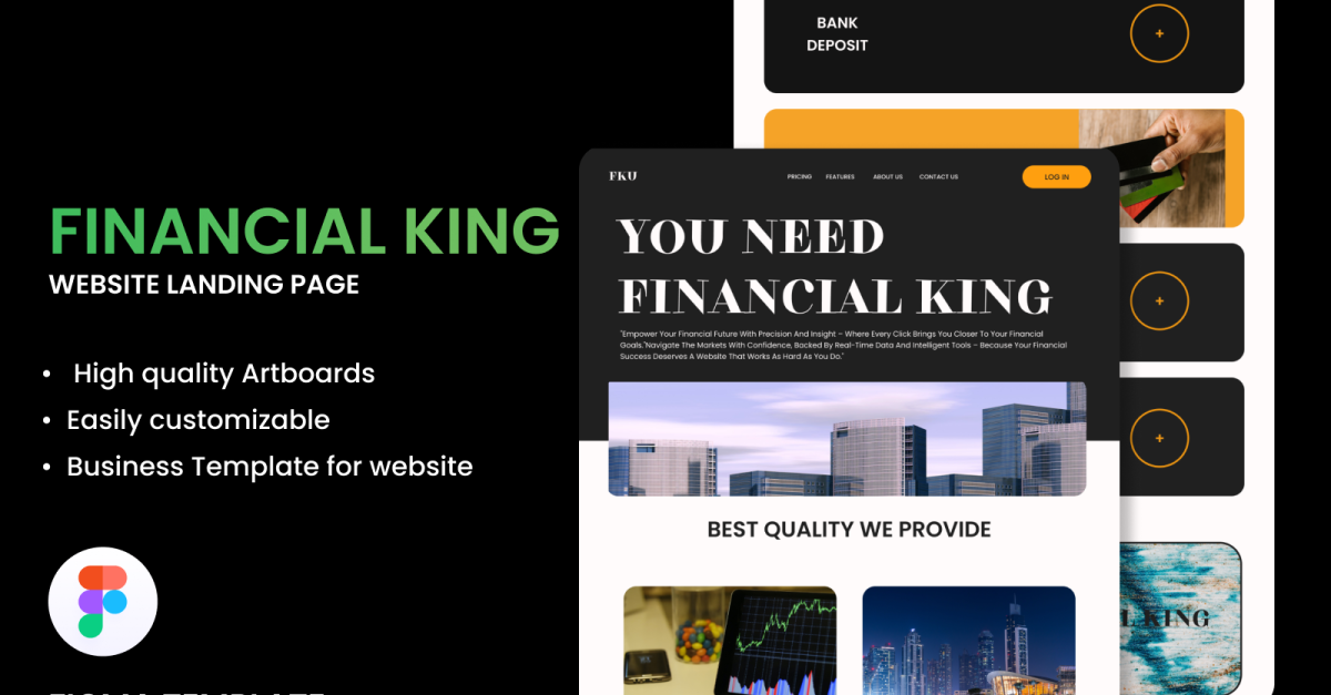 Financial King Figma Template Landing Page - TemplateMonster