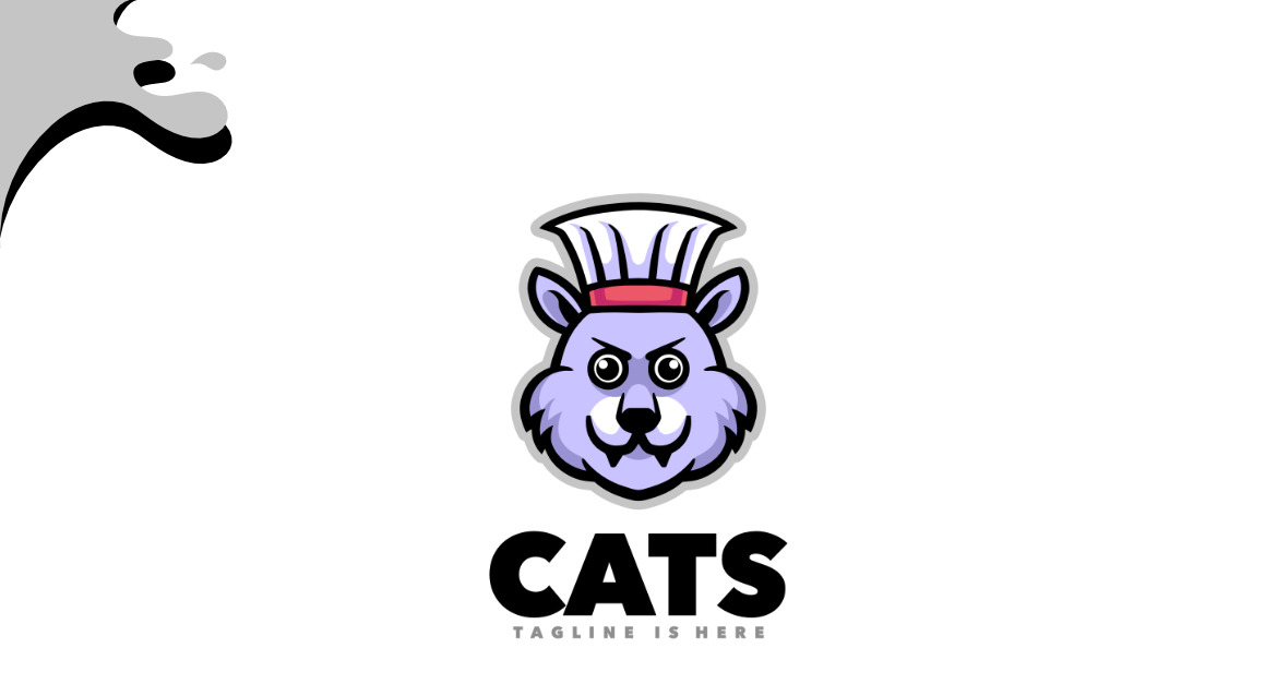 Illustration de dessin animé de logo de mascotte de chef de chat
