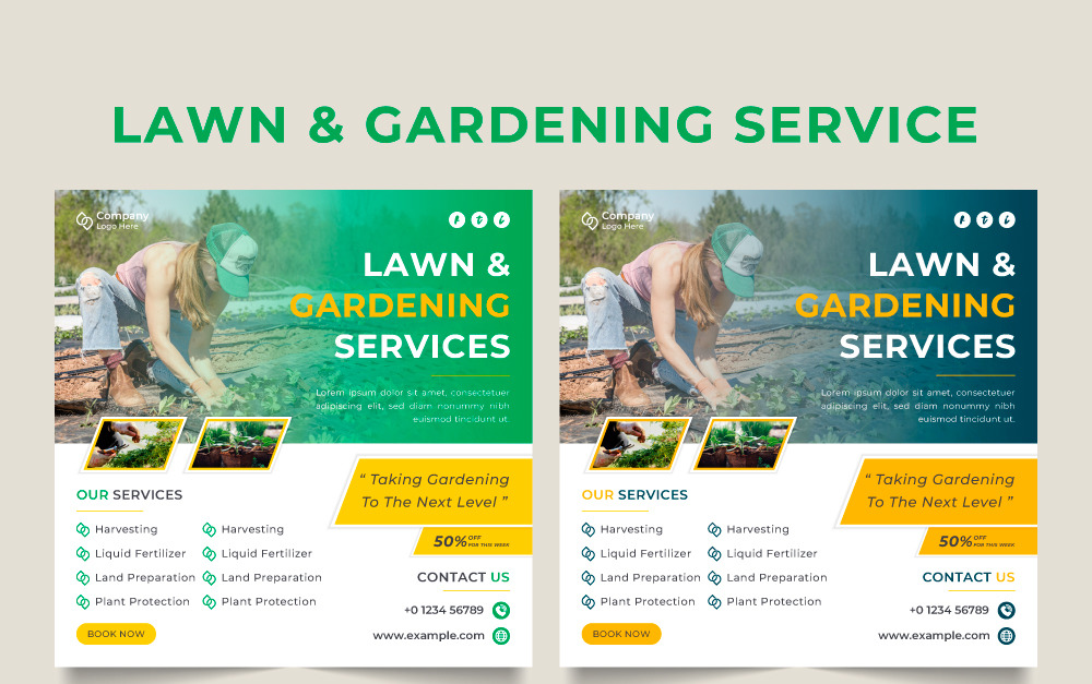 Lawn gardening social media post design - TemplateMonster
