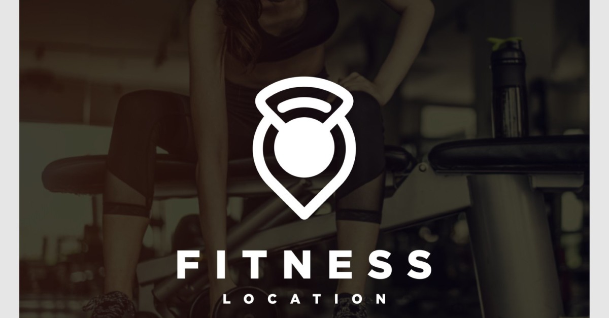 Kettlebell Pin Map Gym Location Logo - TemplateMonster