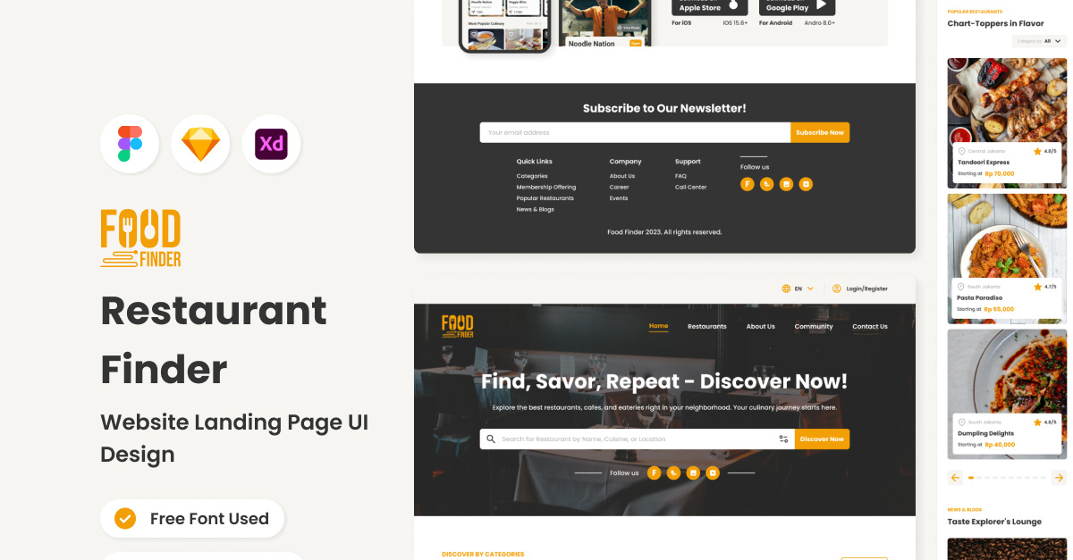 Food Finder - Mobile App Website Landing Page V2
