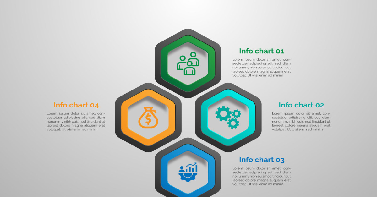 Simple 4 step vector polygon style infographic element design.