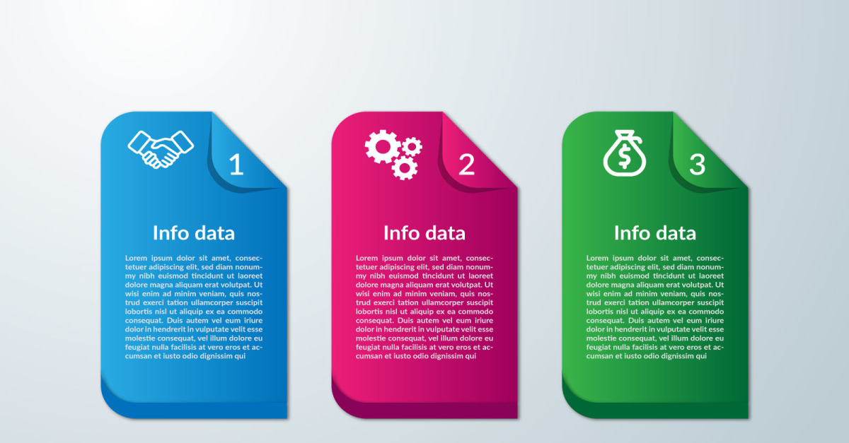 Simple square style 3 step vector infographic design.