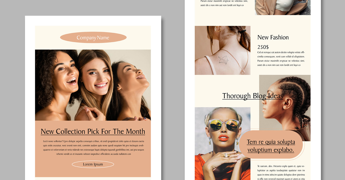 Layout de modelos de boletins informativos por e-mail