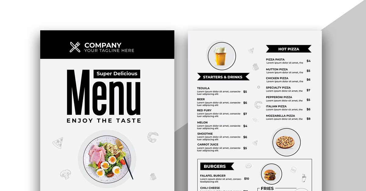 Modelo de menu criativo de fast food - TemplateMonster