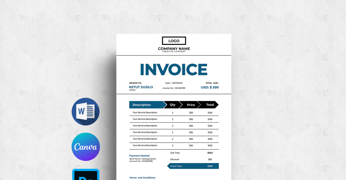 Printable Invoice Layout Template #381141 - TemplateMonster