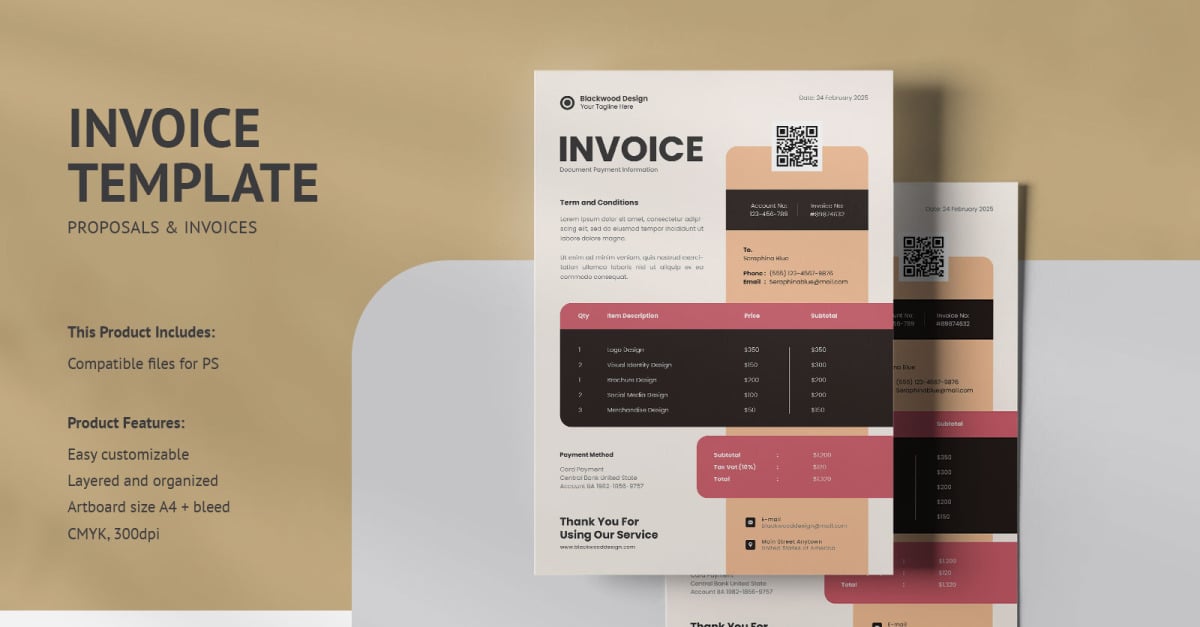Invoice PSD Design Template Voll 03 #381240 - TemplateMonster