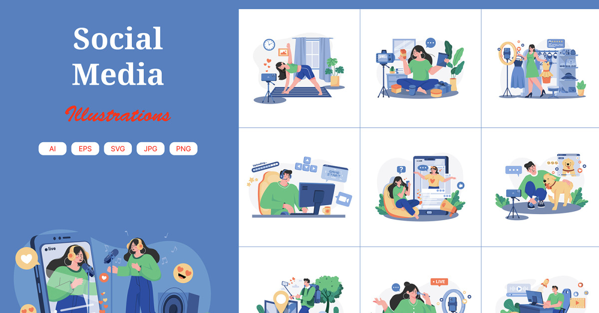 M497_Social Media Illustration Pack #381315 - TemplateMonster