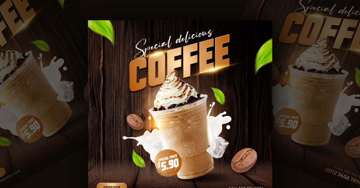 Coffee Shop Drink Menu Social Media Template