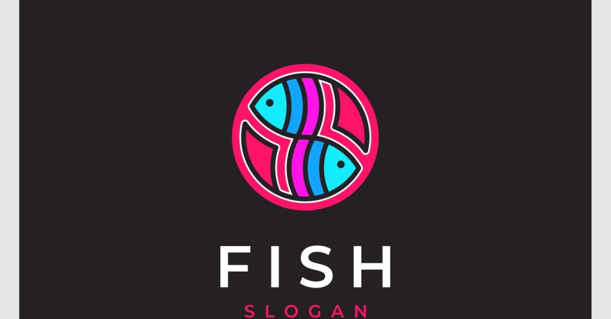 Kolorowe logo kreatywnej ryby w kształcie koła