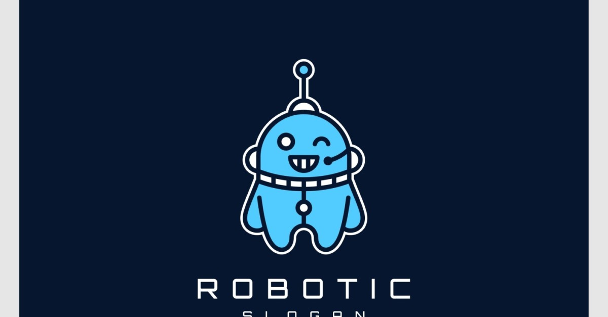 Mascote robô fofo logotipo robótico #381495 - TemplateMonster