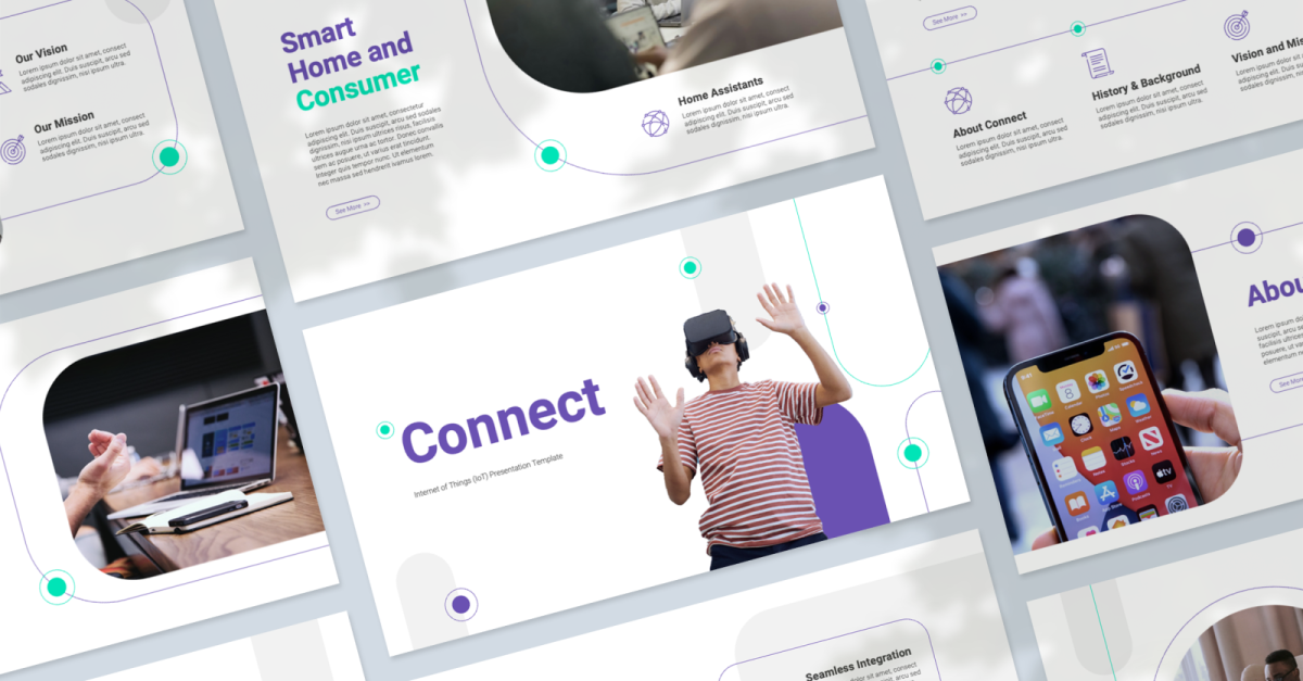 Connect – PowerPoint-Präsentationsvorlage für das Internet der Dinge (IoT).