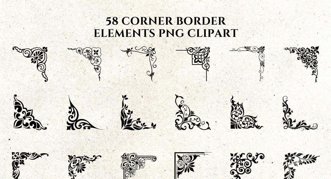 Elementos de borda de canto PNG clipart - TemplateMonster