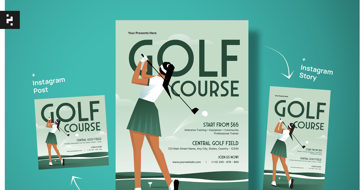 Golf Course Flyer Art Deco #381664 - TemplateMonster