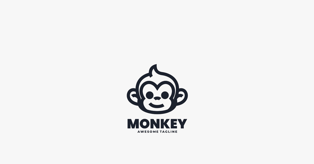 Monkey Line Art Logo Design #381683 - TemplateMonster