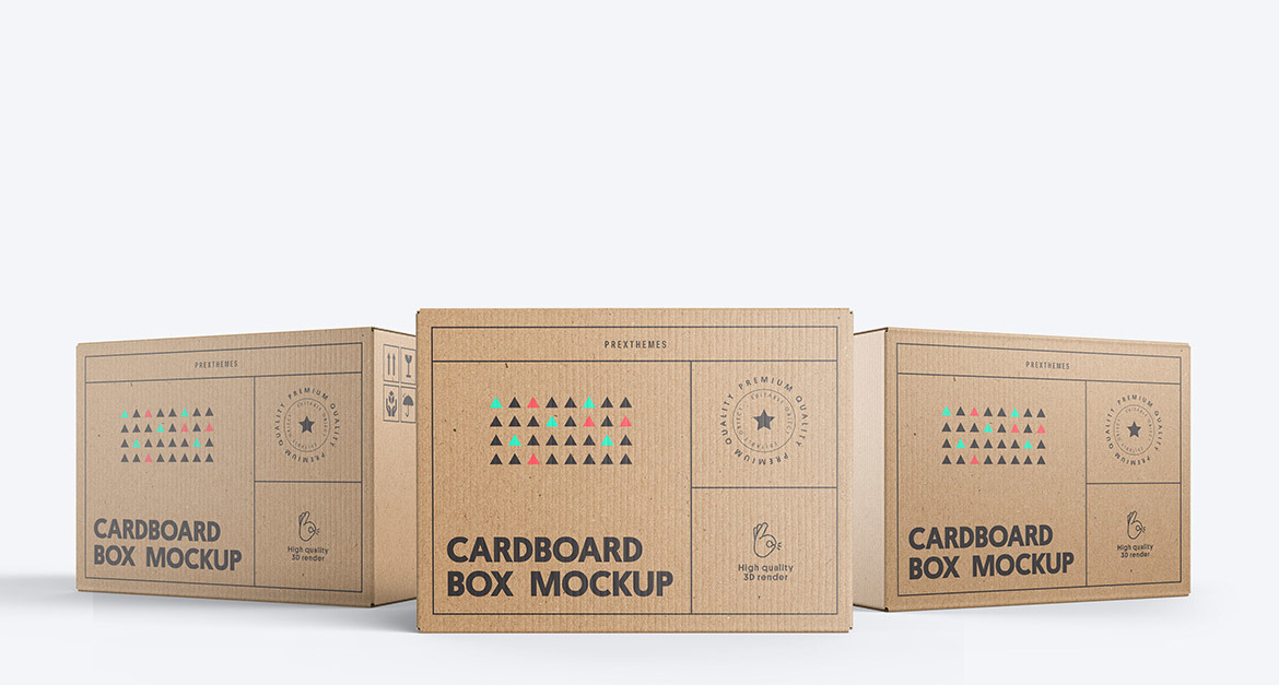 Cardboard Box PSD Mockup Vol 17 #381740 - TemplateMonster