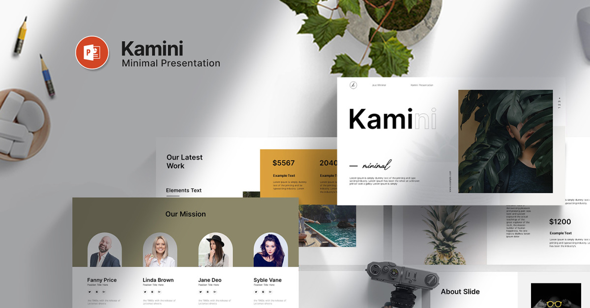 Kamini Minimal Powerpoint Sunumu #381730 - TemplateMonster