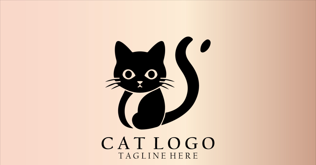Modèle vectoriel de conception de logo de chat V1