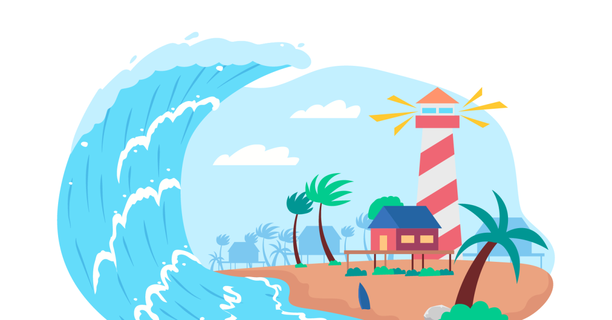 Ilustración vectorial de tsunami #381953 - TemplateMonster