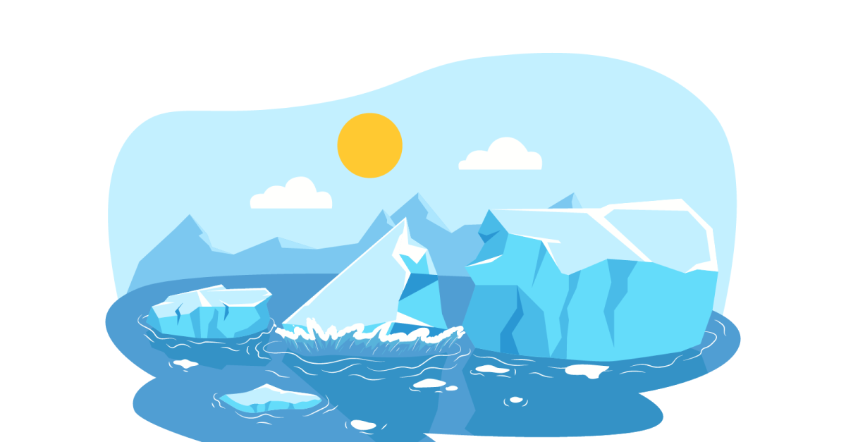 Schmelzende Gletscher-Vektor-Illustration - TemplateMonster