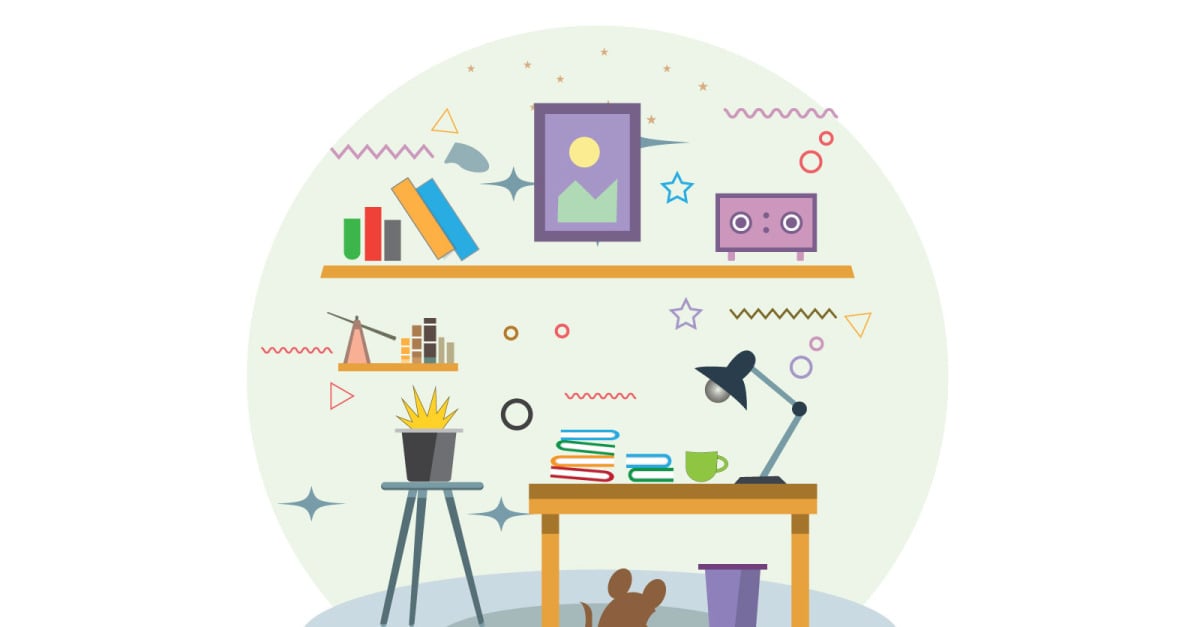 Student workplace vector illustration - TemplateMonster