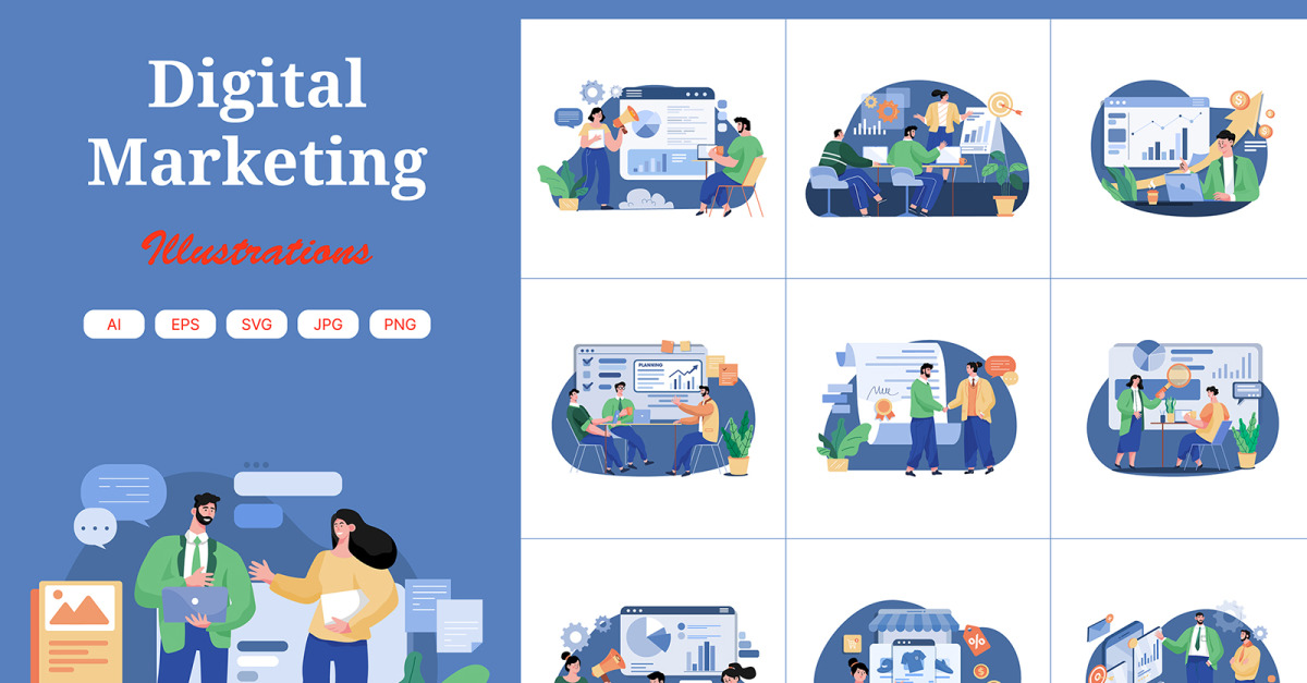 M446_Digital Marketing Illustration Pack - TemplateMonster