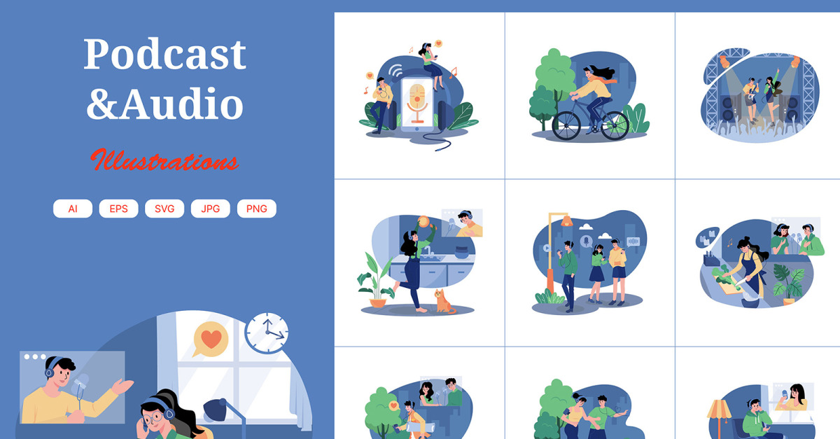 M464_Podcast Illustration Pack #382108 - TemplateMonster