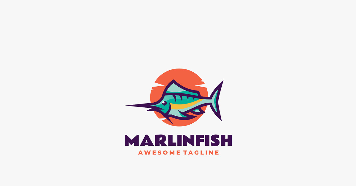 Marlin Fish Simple Mascot Logo #382280 - TemplateMonster