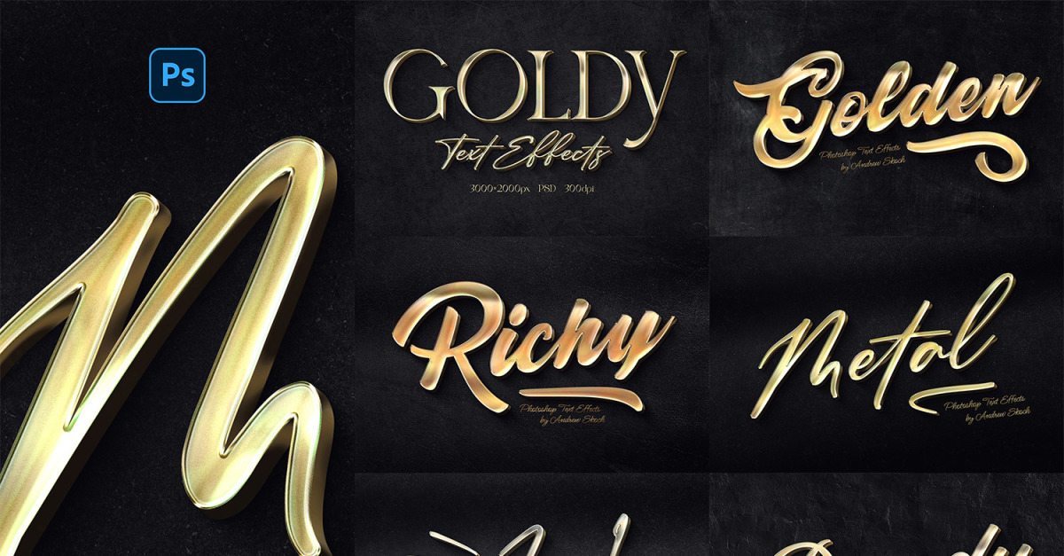 Gold Text Effects Photoshop Templates - TemplateMonster