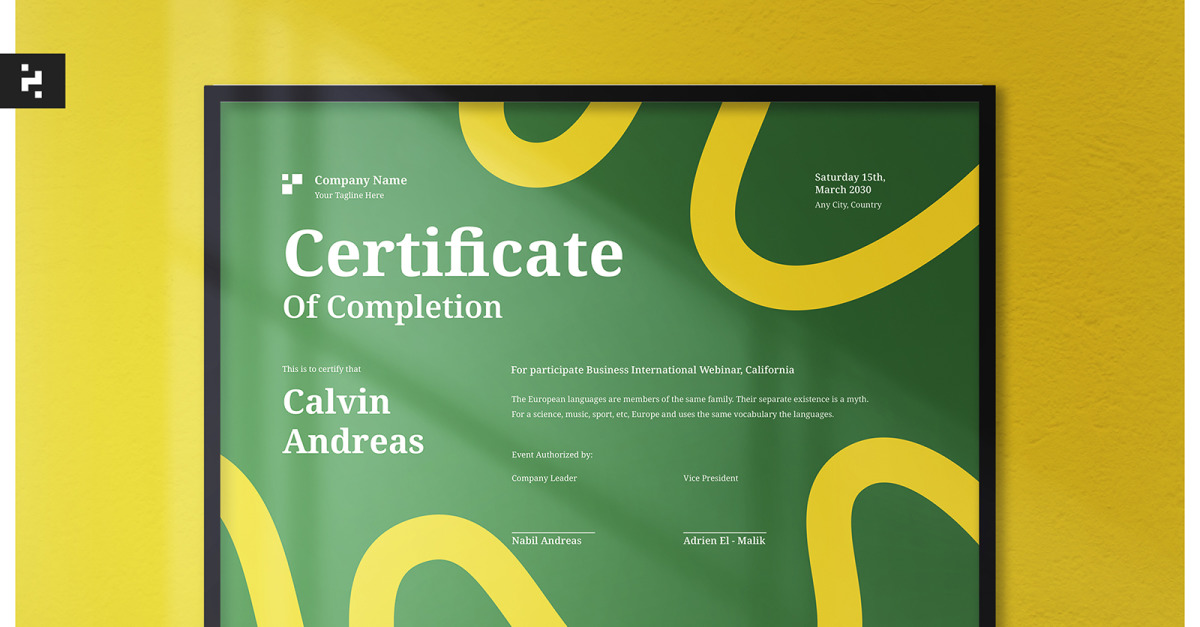 Modèle de certificat vert moderne #382333 - TemplateMonster