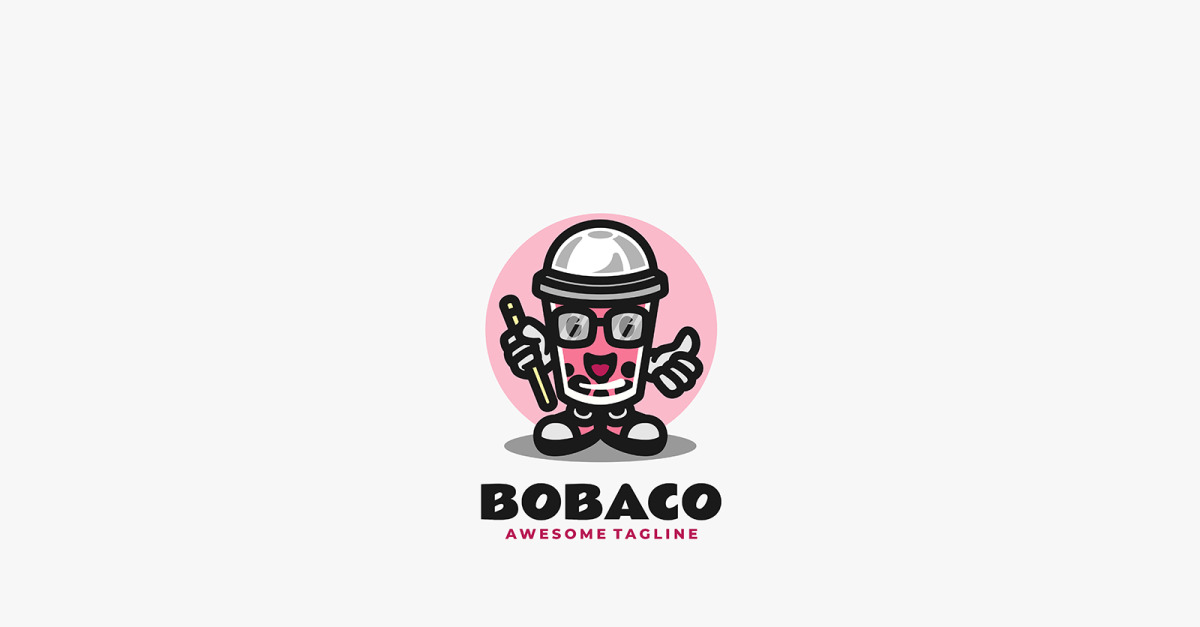 Boba Mascot Cartoon Logo Style #382460 - TemplateMonster