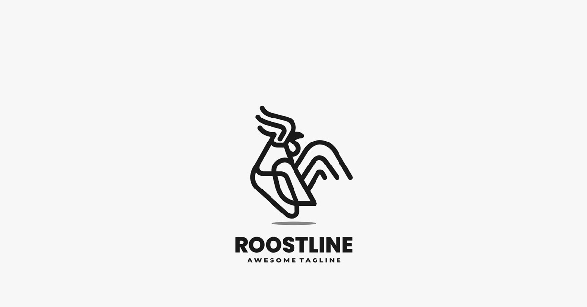 Rooster Line Art Logo Style 4 #382453 - TemplateMonster