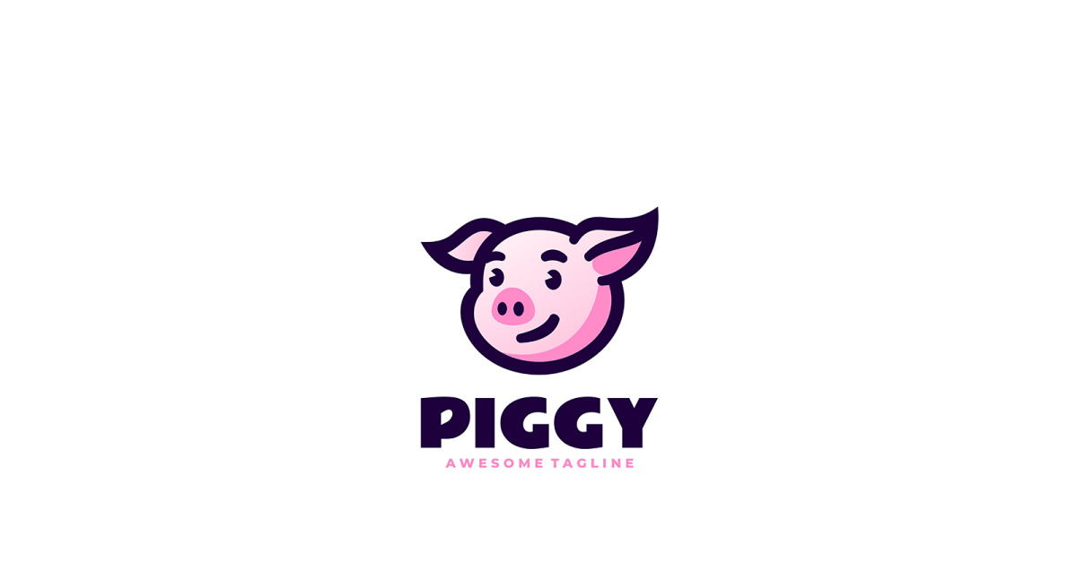 Piggy Simple Mascot Logo Design #382758 - TemplateMonster