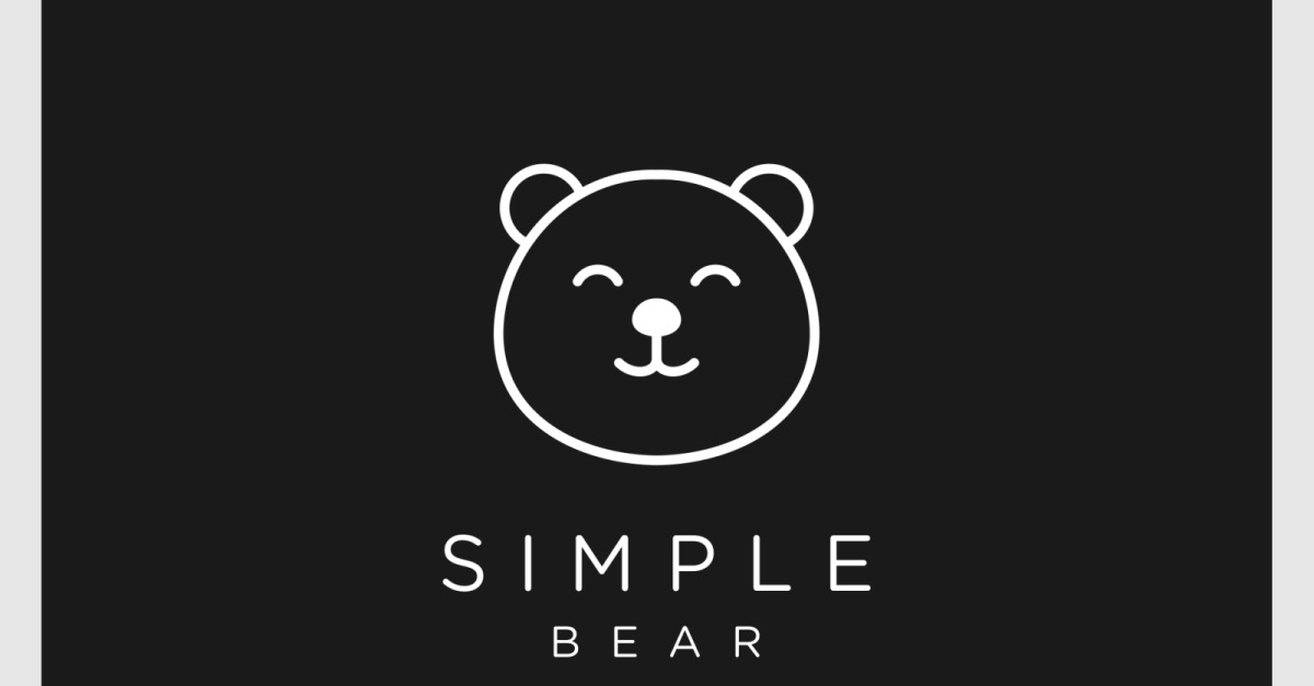 Logo della mascotte con contorno semplice della testa dell'orso