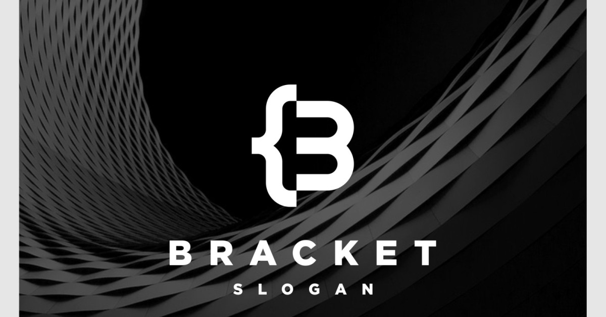 Code-Logo mit geschweifter Klammer Buchstabe B