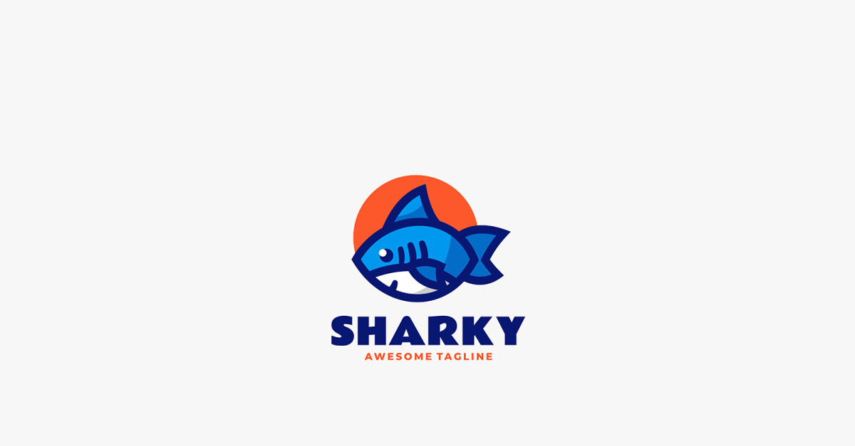 Logotipo de mascote simples de tubarão 5 - TemplateMonster
