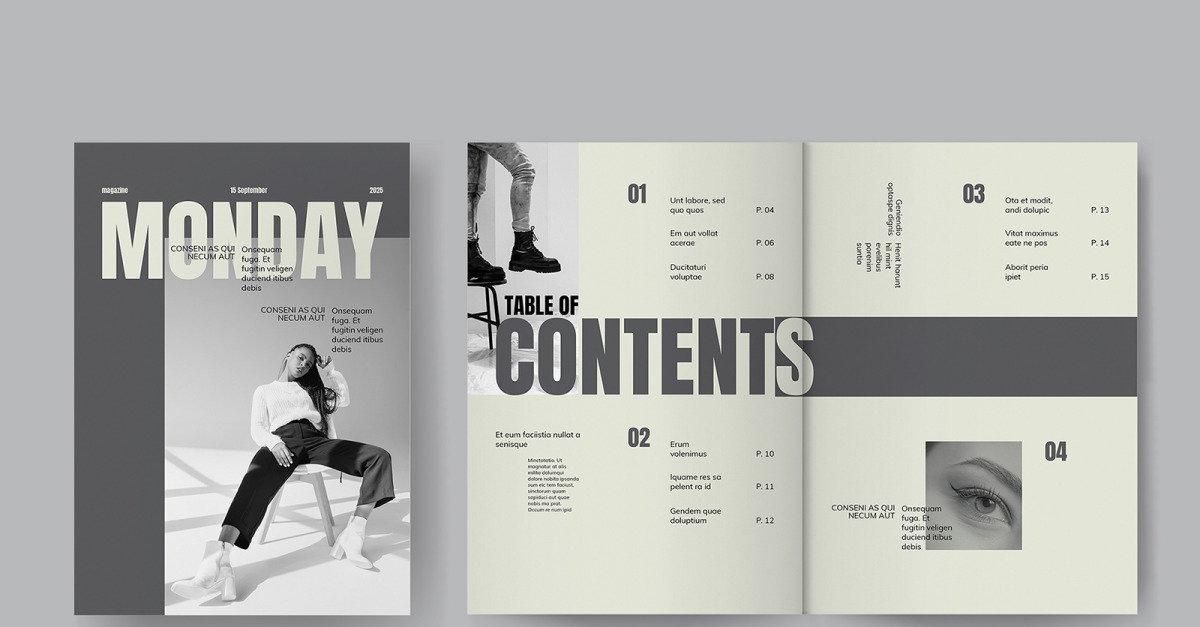 Monochrome Magazine Layout #383048 - TemplateMonster