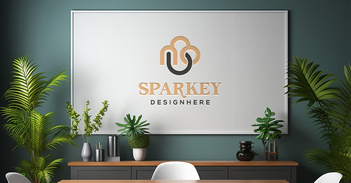 Office room wall white board logo mockup - TemplateMonster