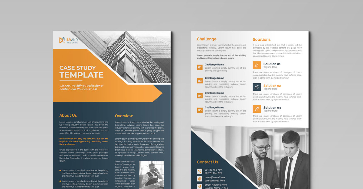 Clean and minimal professional corporate case study flyer design template