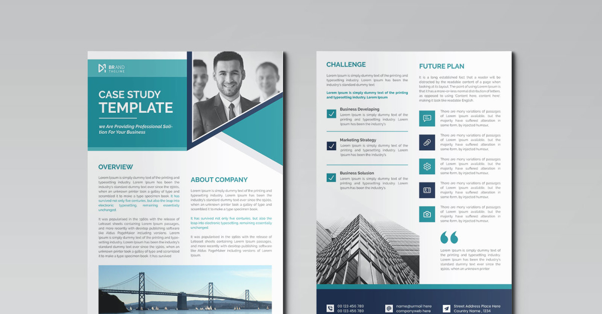 Clean and modern case study design template - corporate identity
