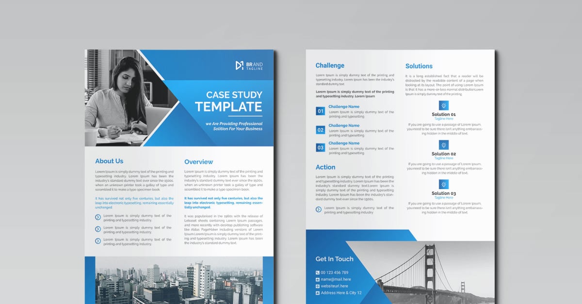 Clean and modern case study template design - corporate identity