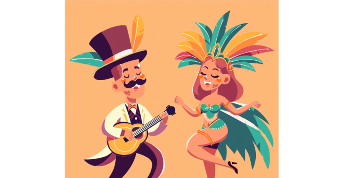 Rio de Janeiro Carnival Brazil with Brazilian Characters Illustration