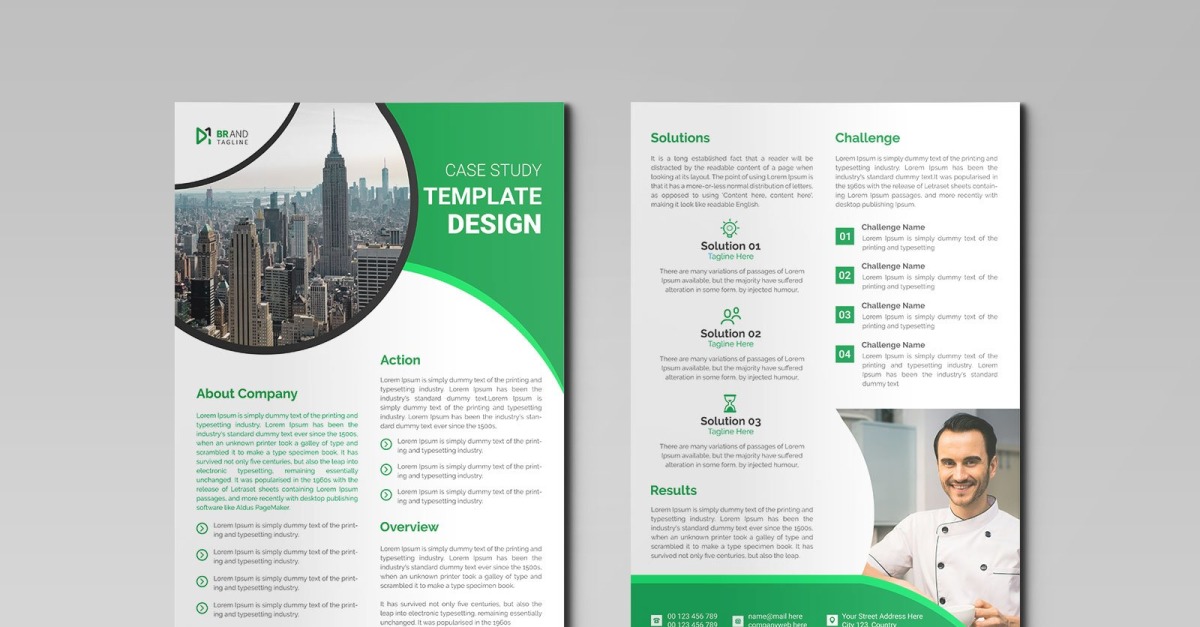 Simple and clean case study template design - corporate identity