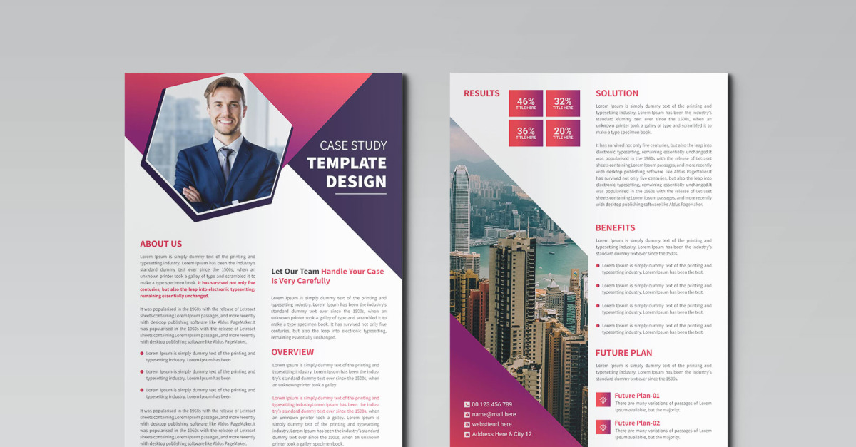 Simple and clean modern case study design template - corporate identity