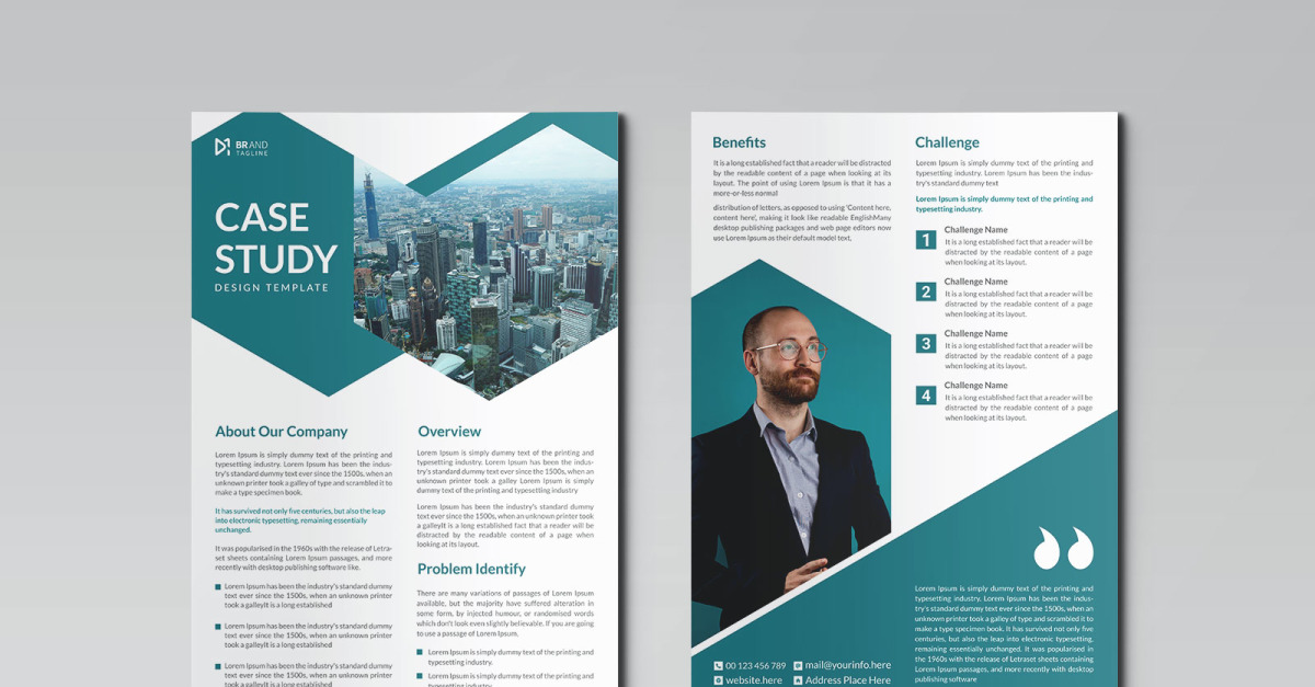 Simple and clean modern case study template design - corporate identity