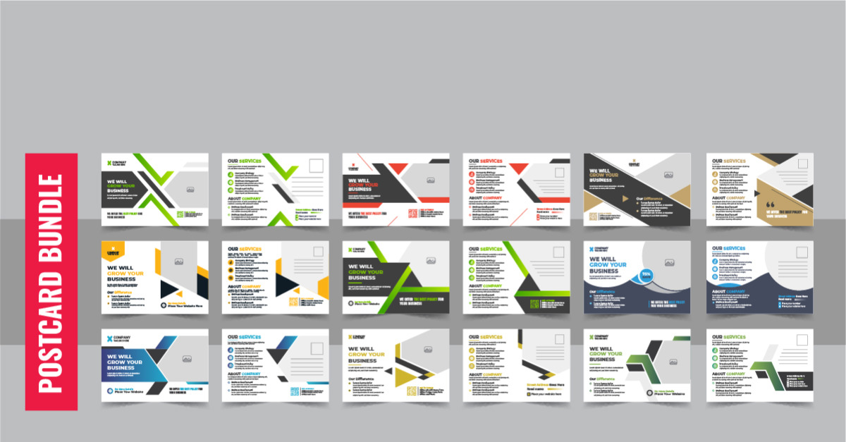 Modello di progettazione cartolina aziendale, pacchetto di cartoline ...