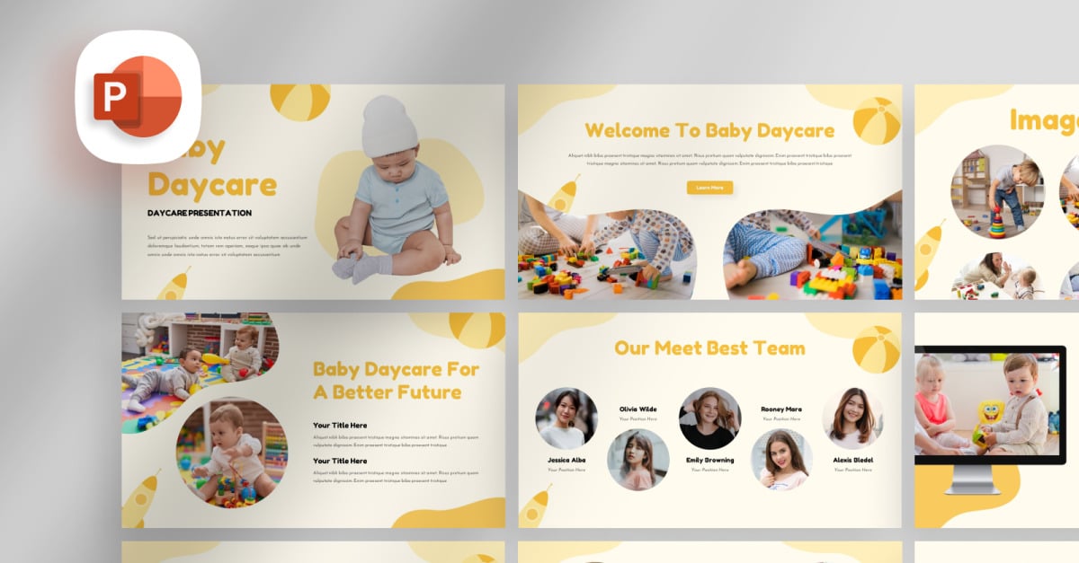 Modelo de PowerPoint Grátis - creche de bebê fofo