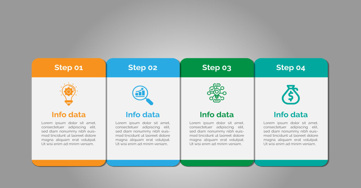 Square style vector eps 4 step infographic design.